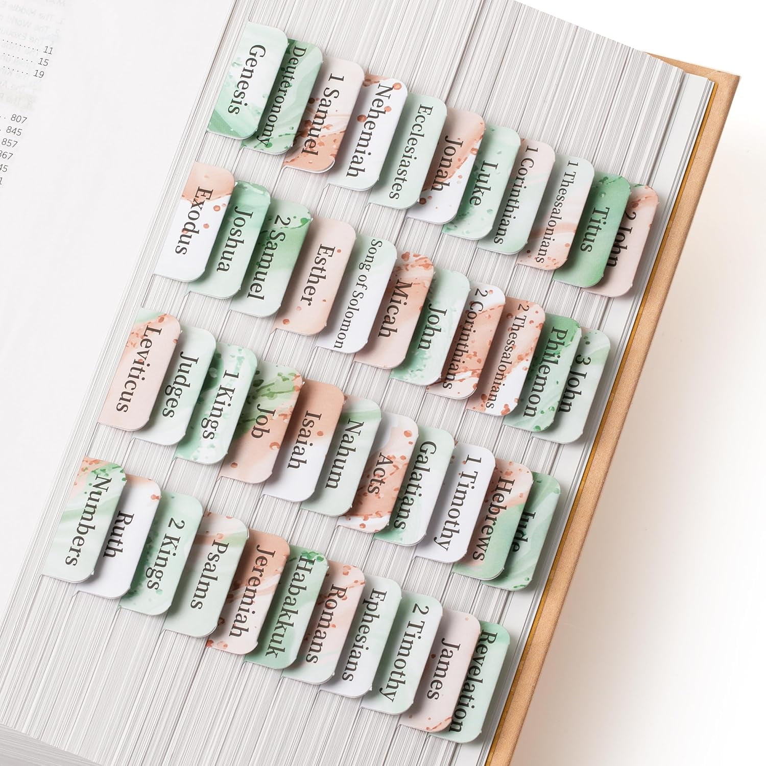 Bible Tabs, 75 Tabs, Marble Design, Laminated Bible Tabs for Women and ...