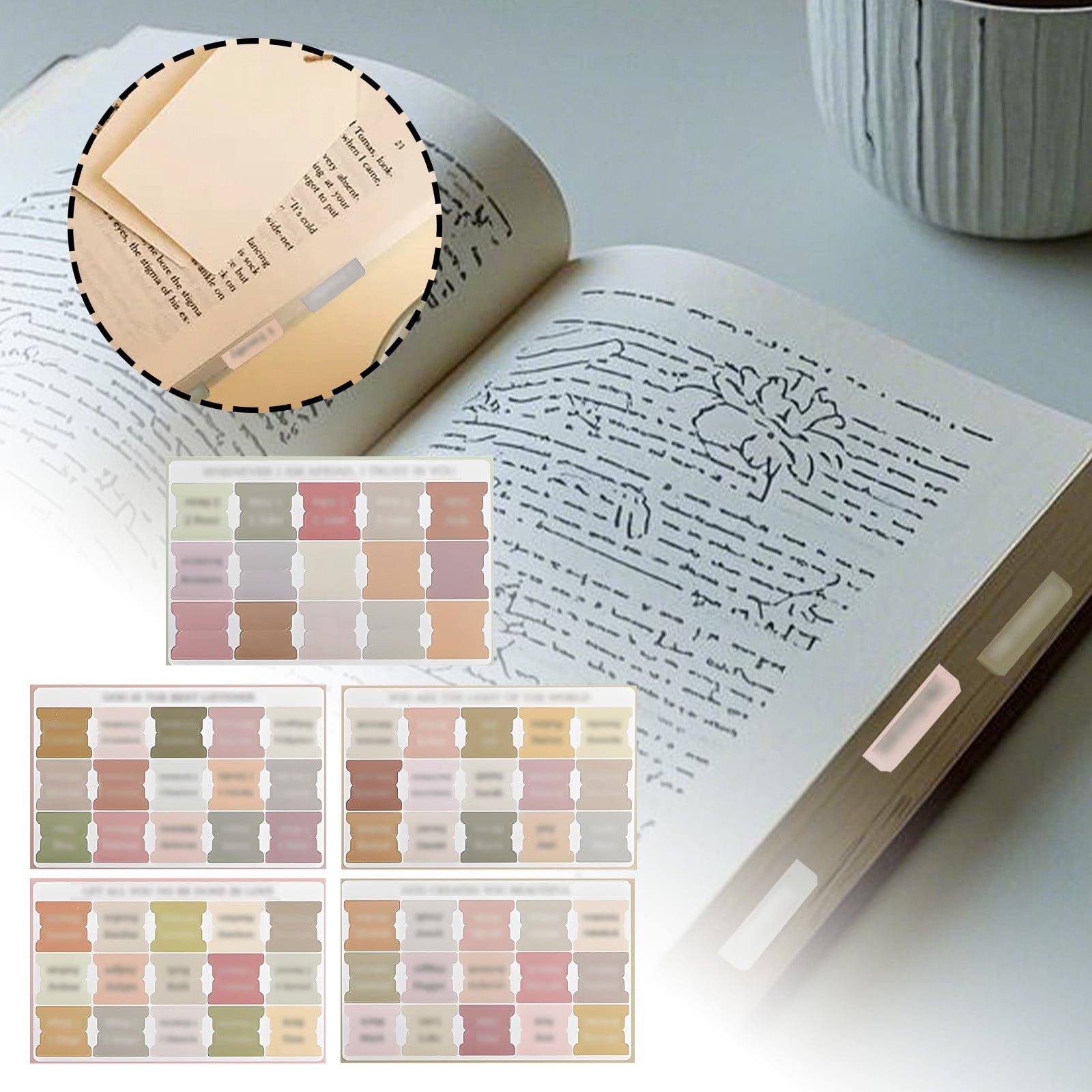 Bible Tabs Set of 50 - Laminated Large Print Bible Book Index Tabs with ...