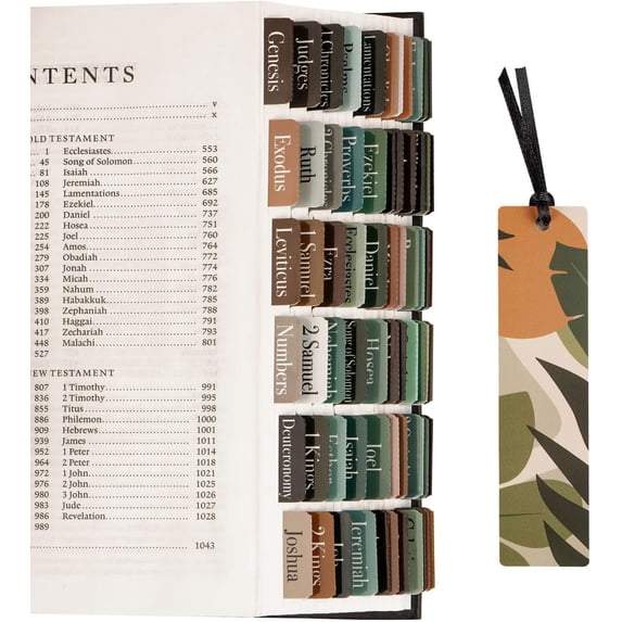 Bible Tabs for Women and Men, Earthy Theme, 75 Large Print Bible Tabs ...