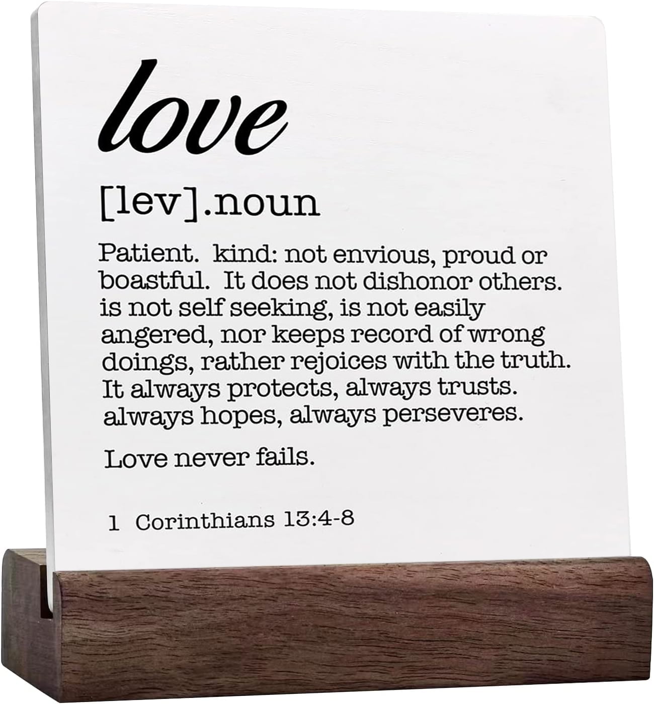 Bible Verse 1 Corinthians 134-8 Love Never Fails Sign Decor Desk Sign ...