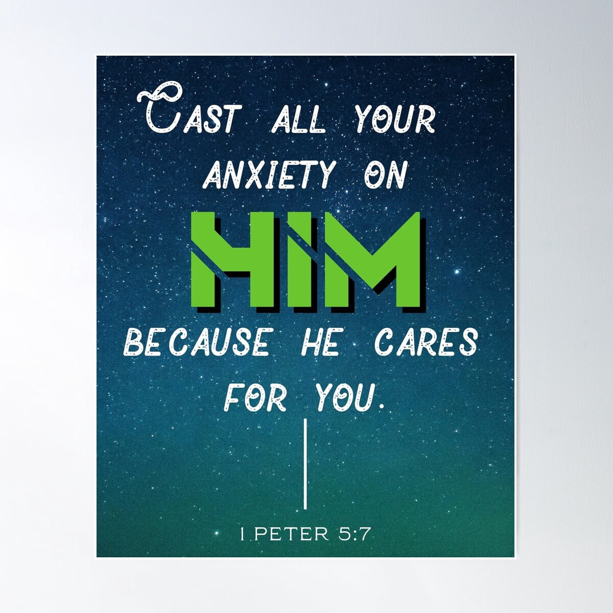 Bible Verse 1 Peter 5:7 Cast All Your Anxiety Poster Wall Art, Modern ...