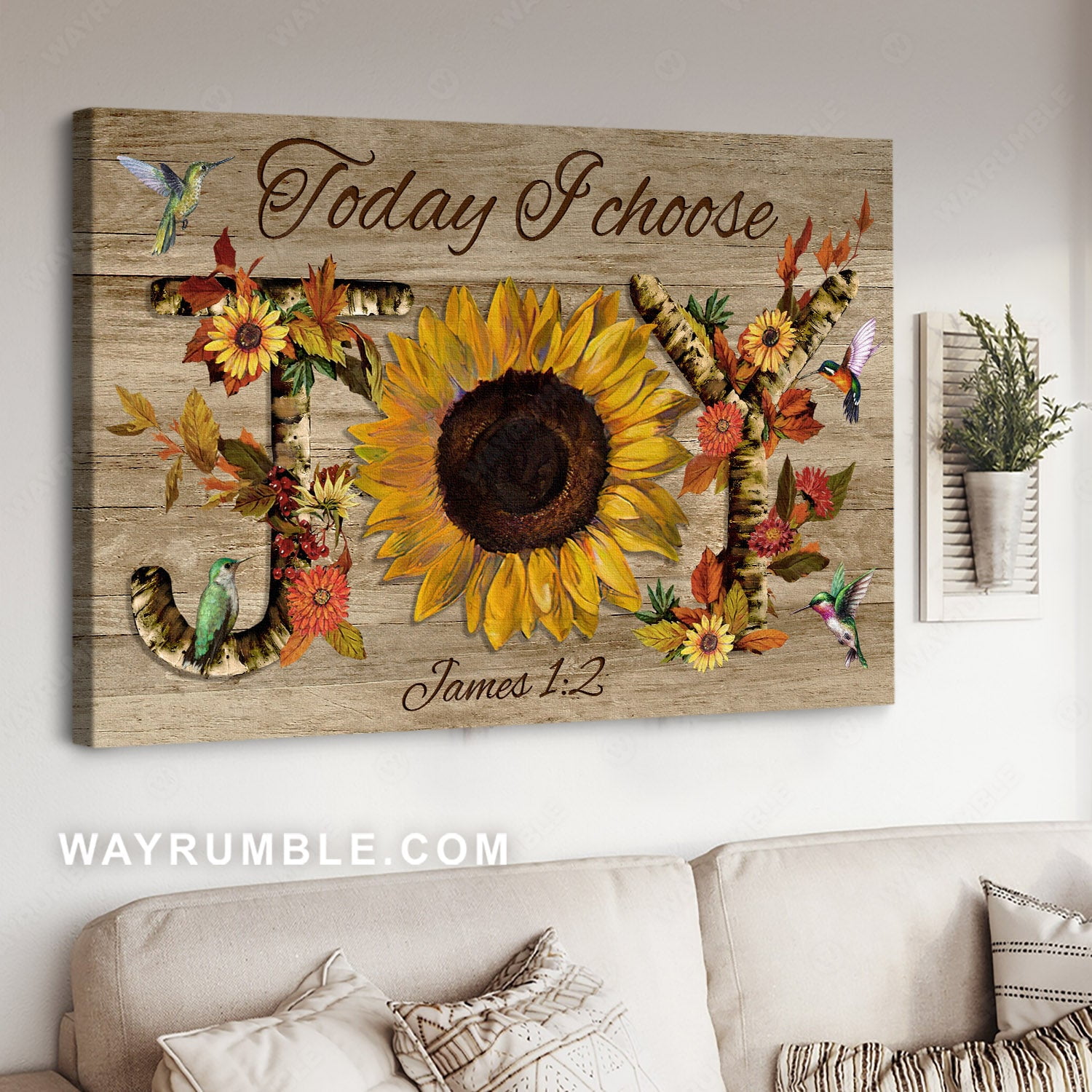 Bible Verse, Abstract Sunflower, Watercolor Style Style Hummingbirds ...