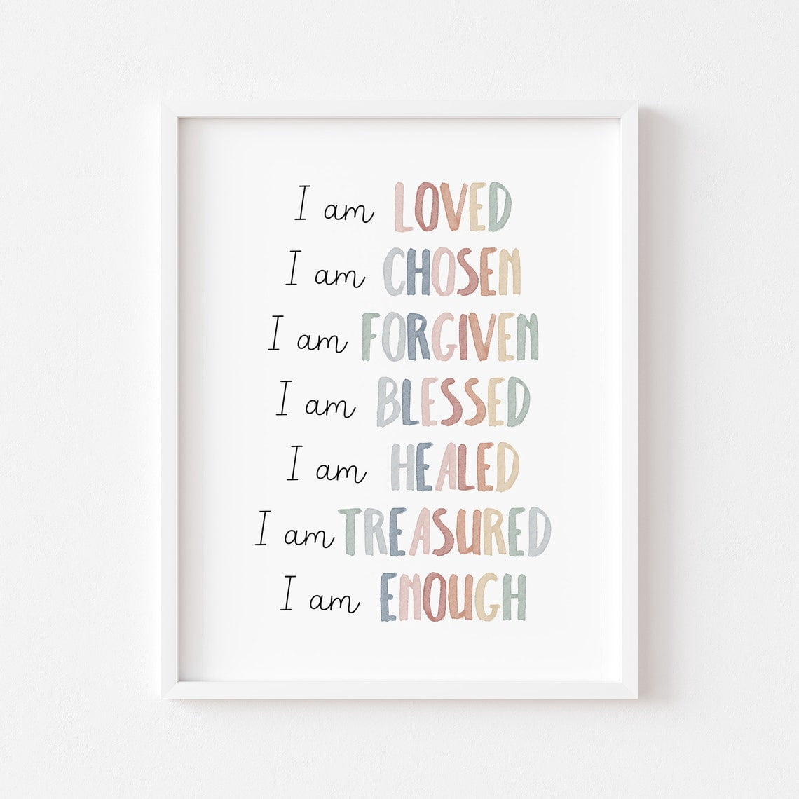 Bible Verse Art, Pastel Rainbow Affirmations, Unframed Paper Poster ...