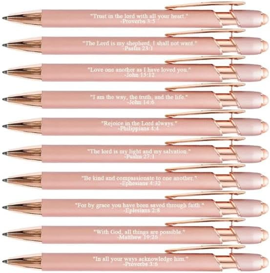 Bible Verse Ballpoint Pen Set,10pcs Retractable Pens with Bible Verses ...