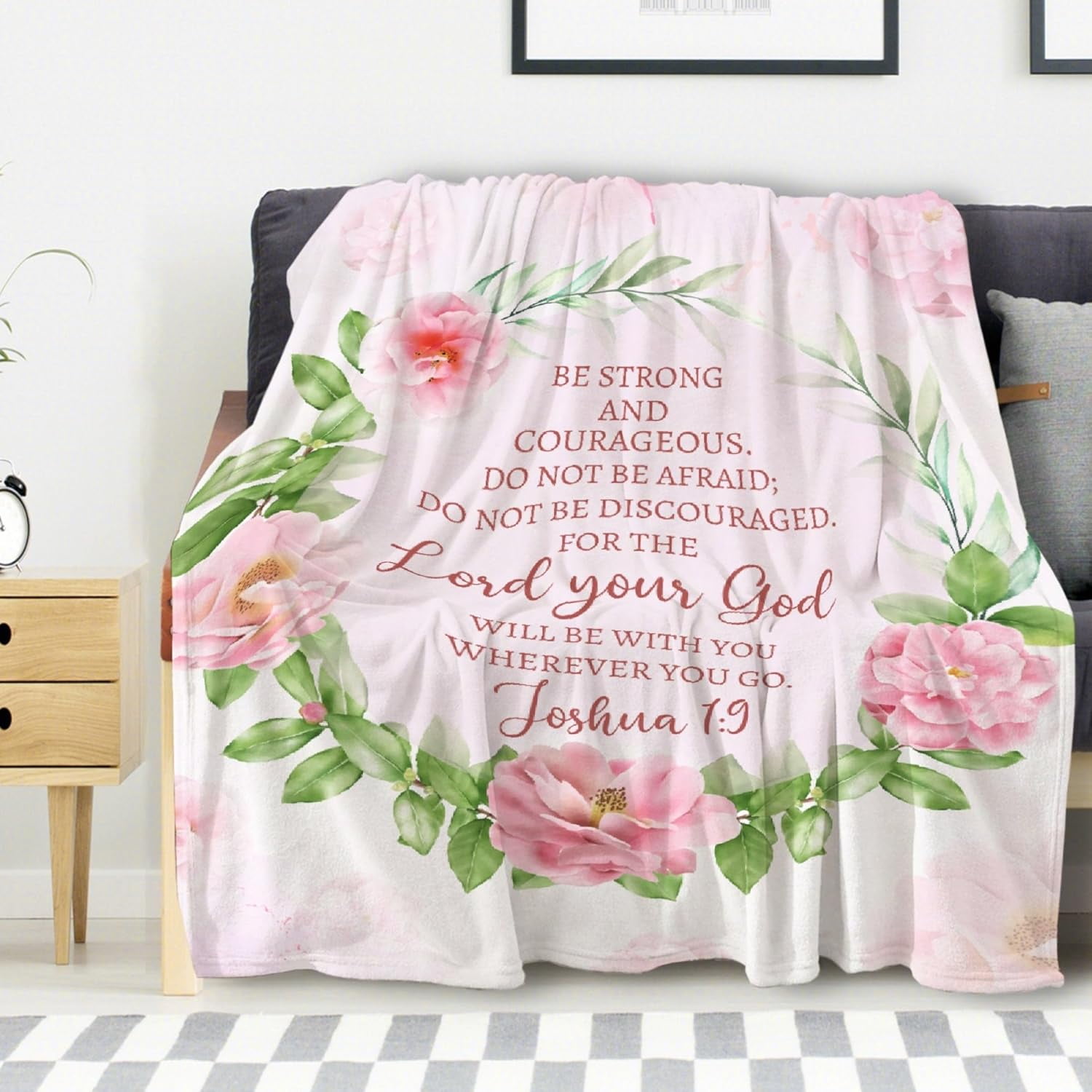 Bible Verse Be Strong Gifts Blanket Gifts for Women, Bible Verse Floral ...