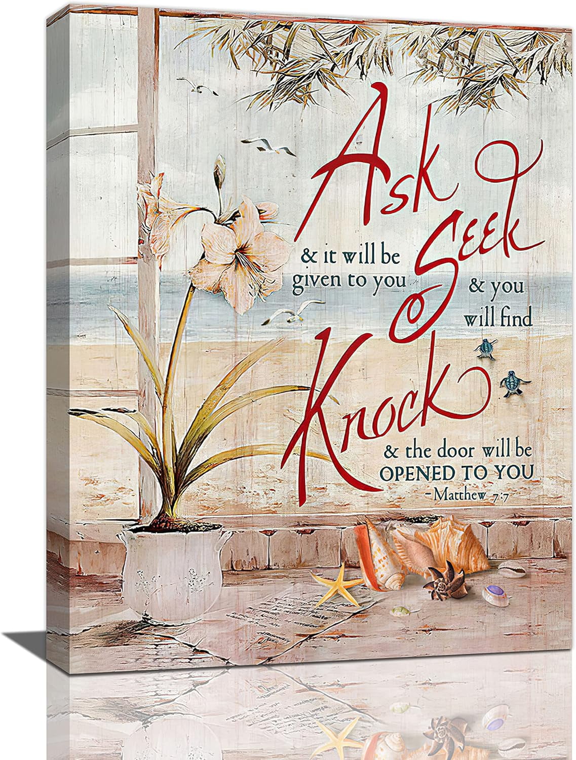 Bible Verse Beach Wall Art Christian Scriptures Flowers Pictures Wall ...