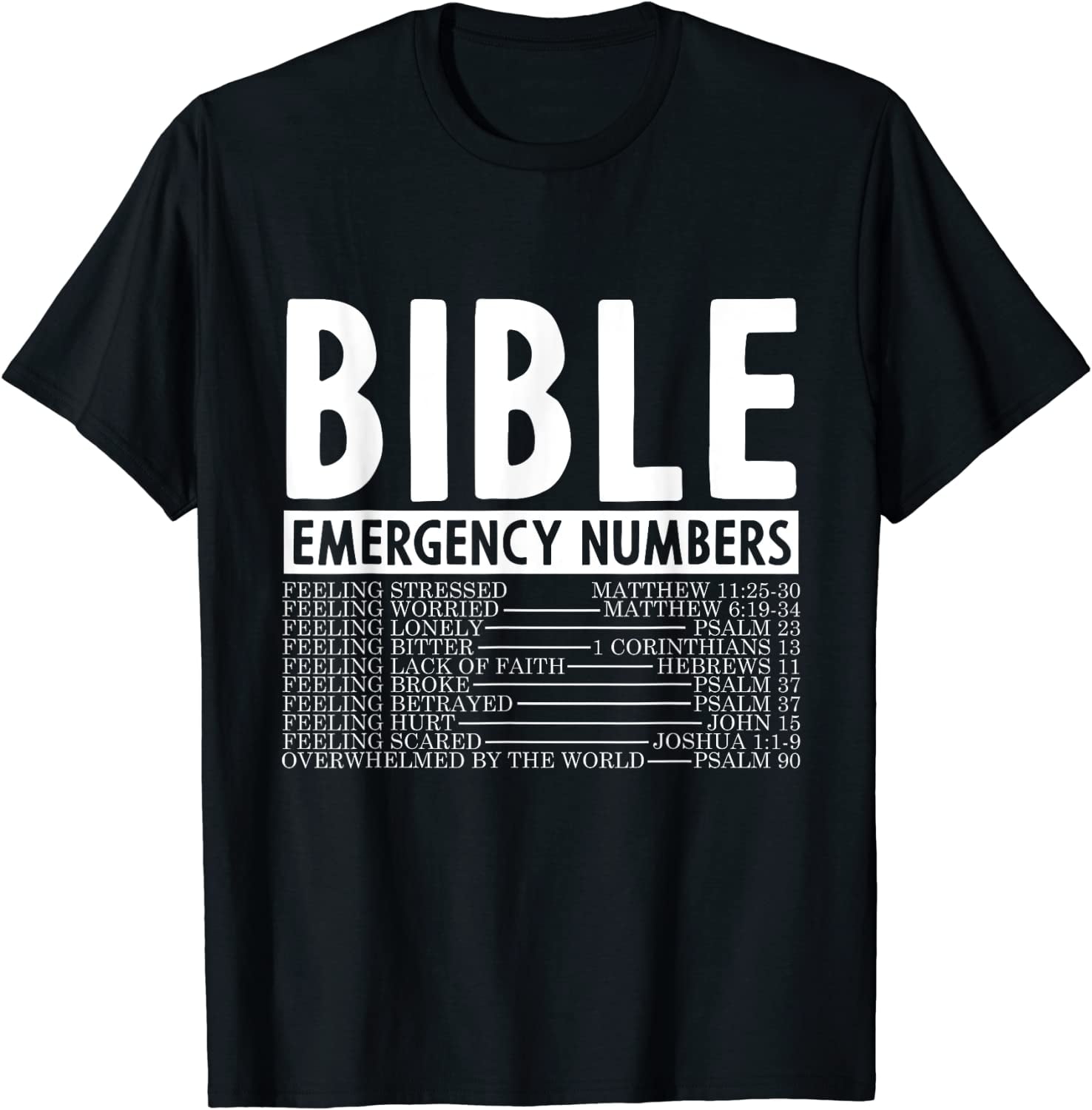 Bible Verse Bible Emergency Numbers God T-Shirt - Walmart.com