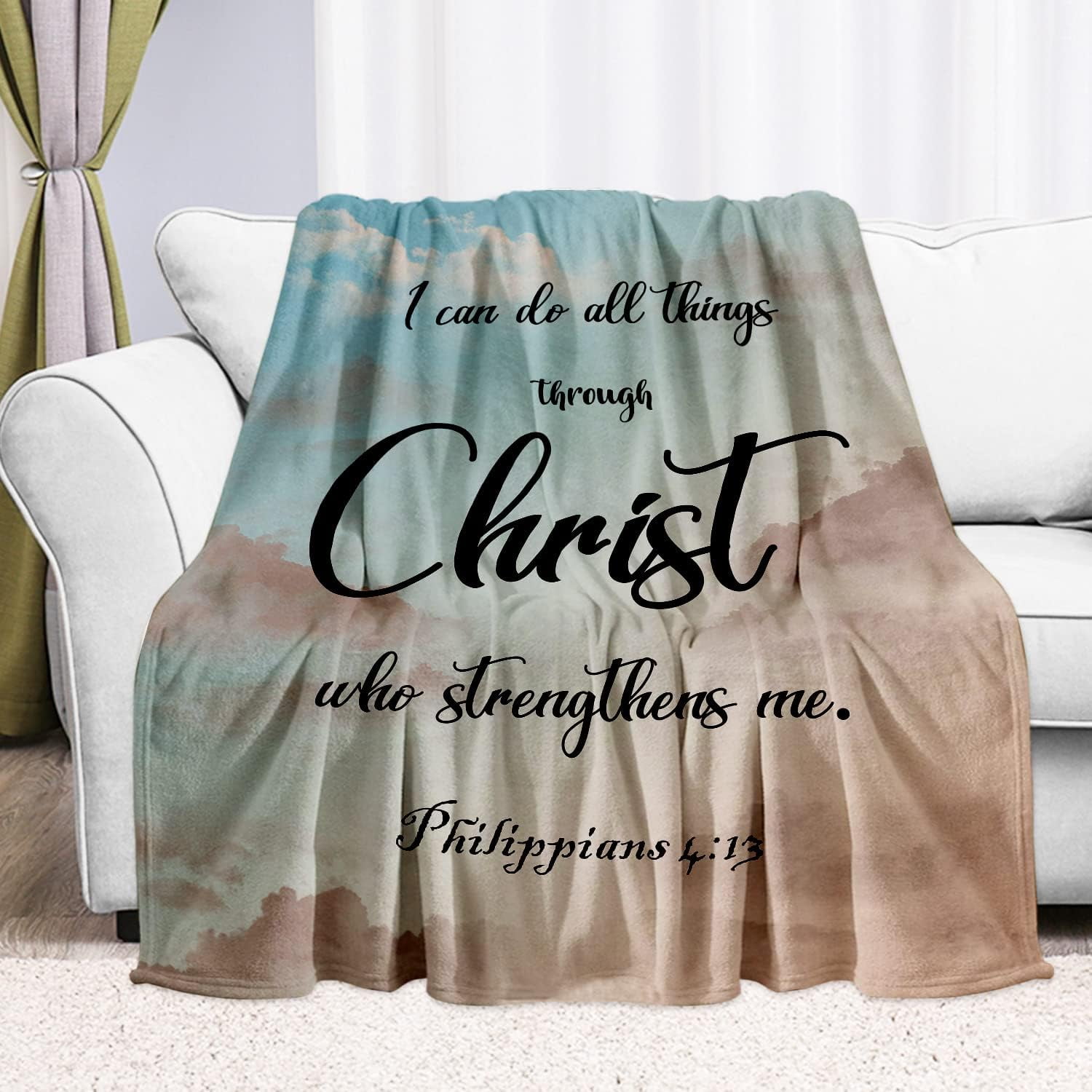 Bible Verse Blanket, Inspirational Religious Gift Throw Blanket with ...