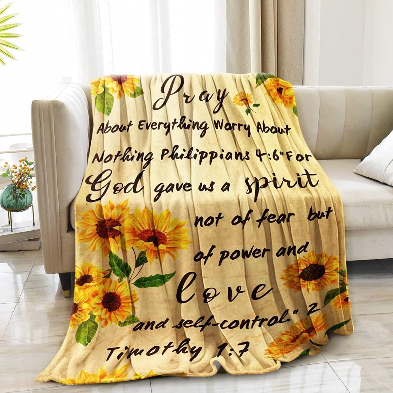 Bible Verse Blanket with Inspirational Thoughts and Prayers Soft Fleece ...