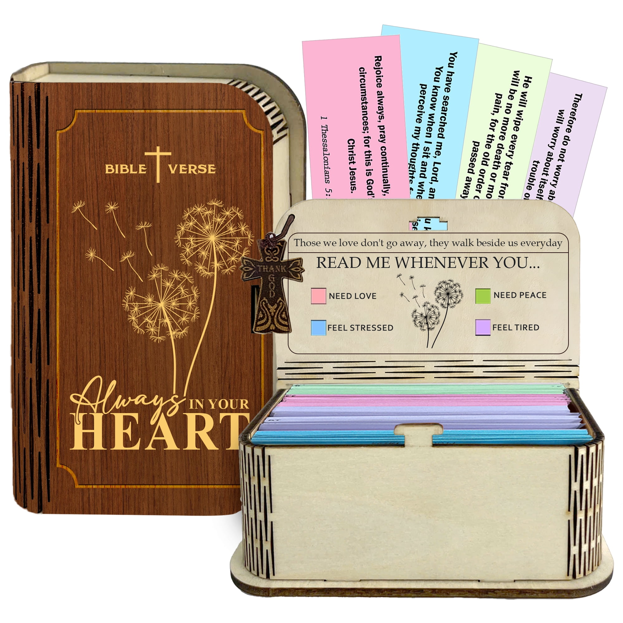 Bible Verse Box – 150 Inspirational Scripture Cards, Plywood Storage ...