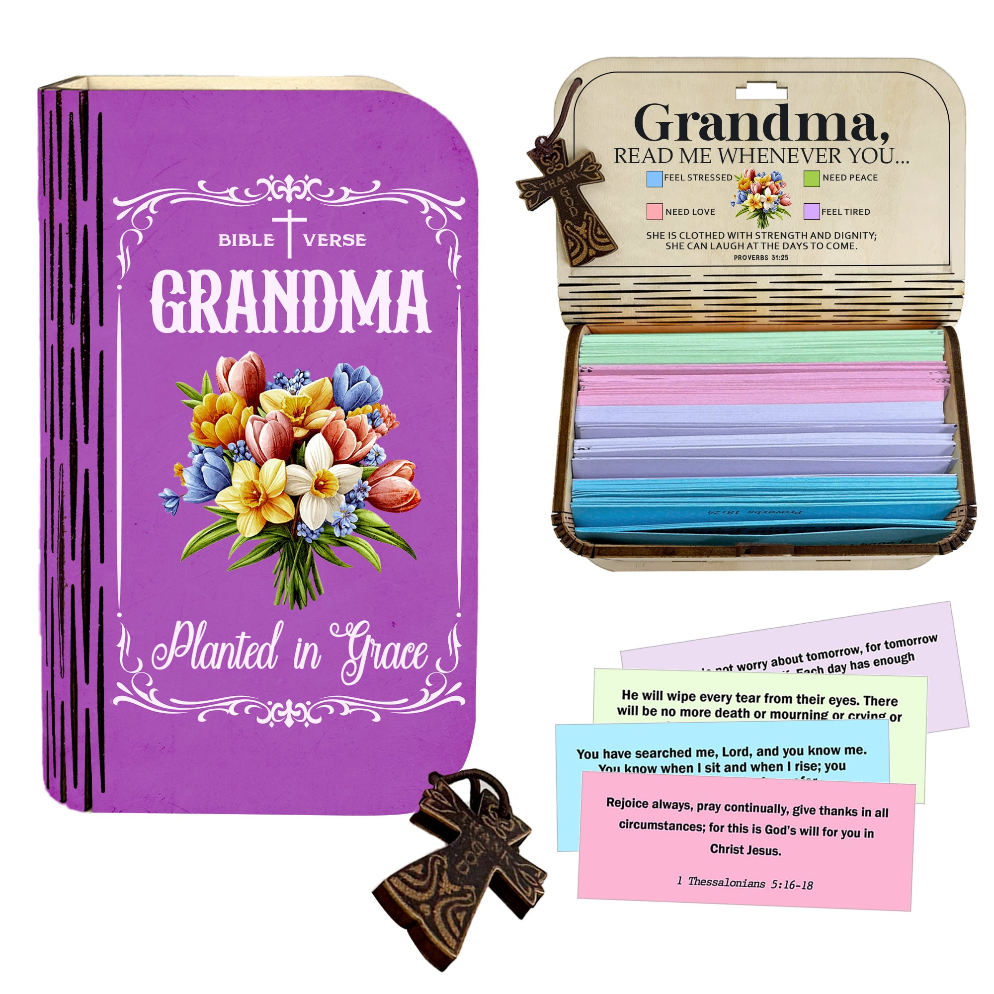 Bible Verse Box for Grandma– 150 Prayer Cards, Read Me Whenever Bible ...