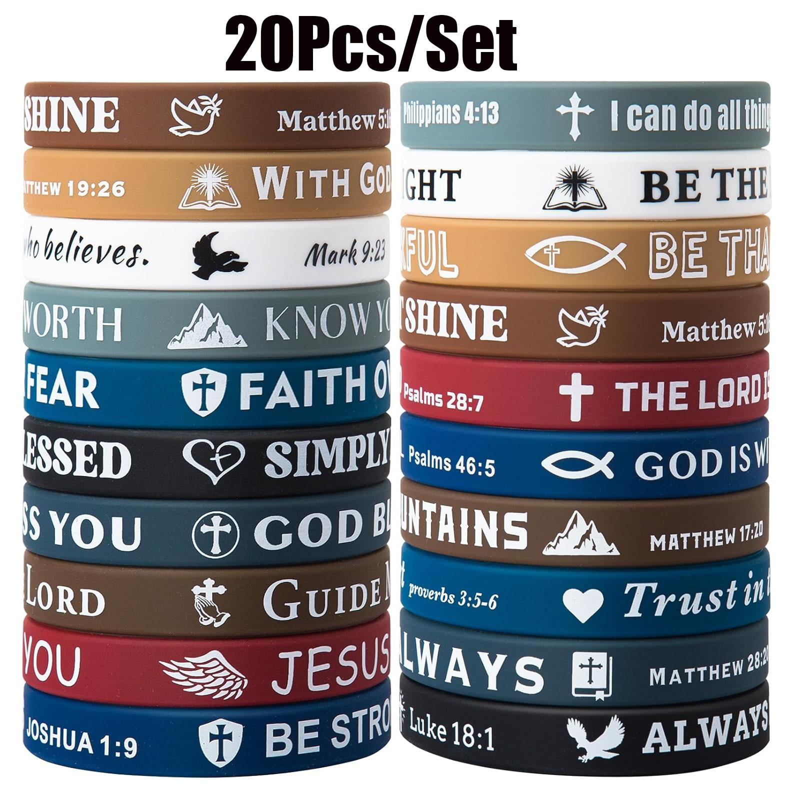 Bible Verse Bracelets – 20 Pcs Silicone Bracelets Bulk Jesus Bracelets ...