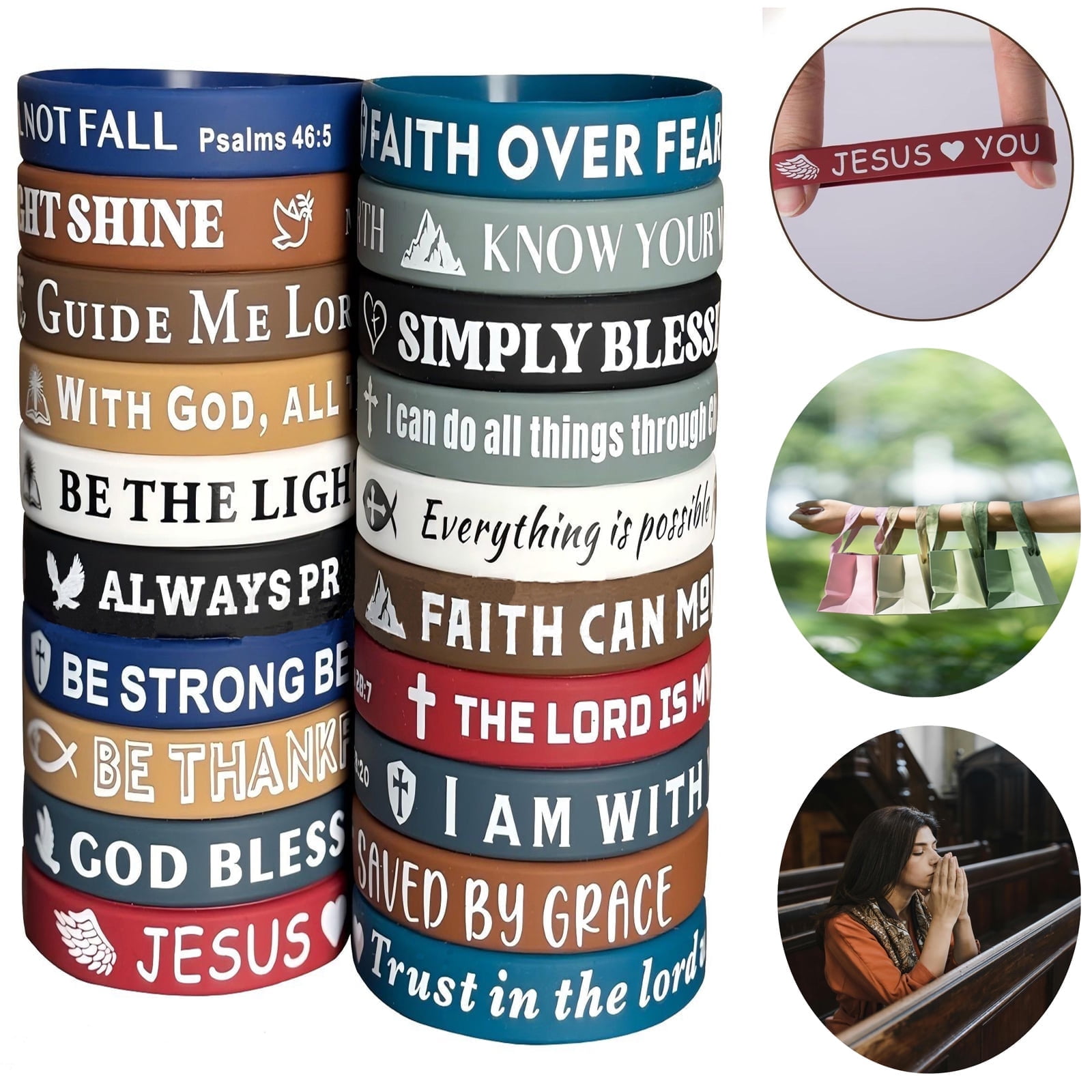 Bible Verse Bracelets, Charm Silicone Bracelet Wristbands Religious ...