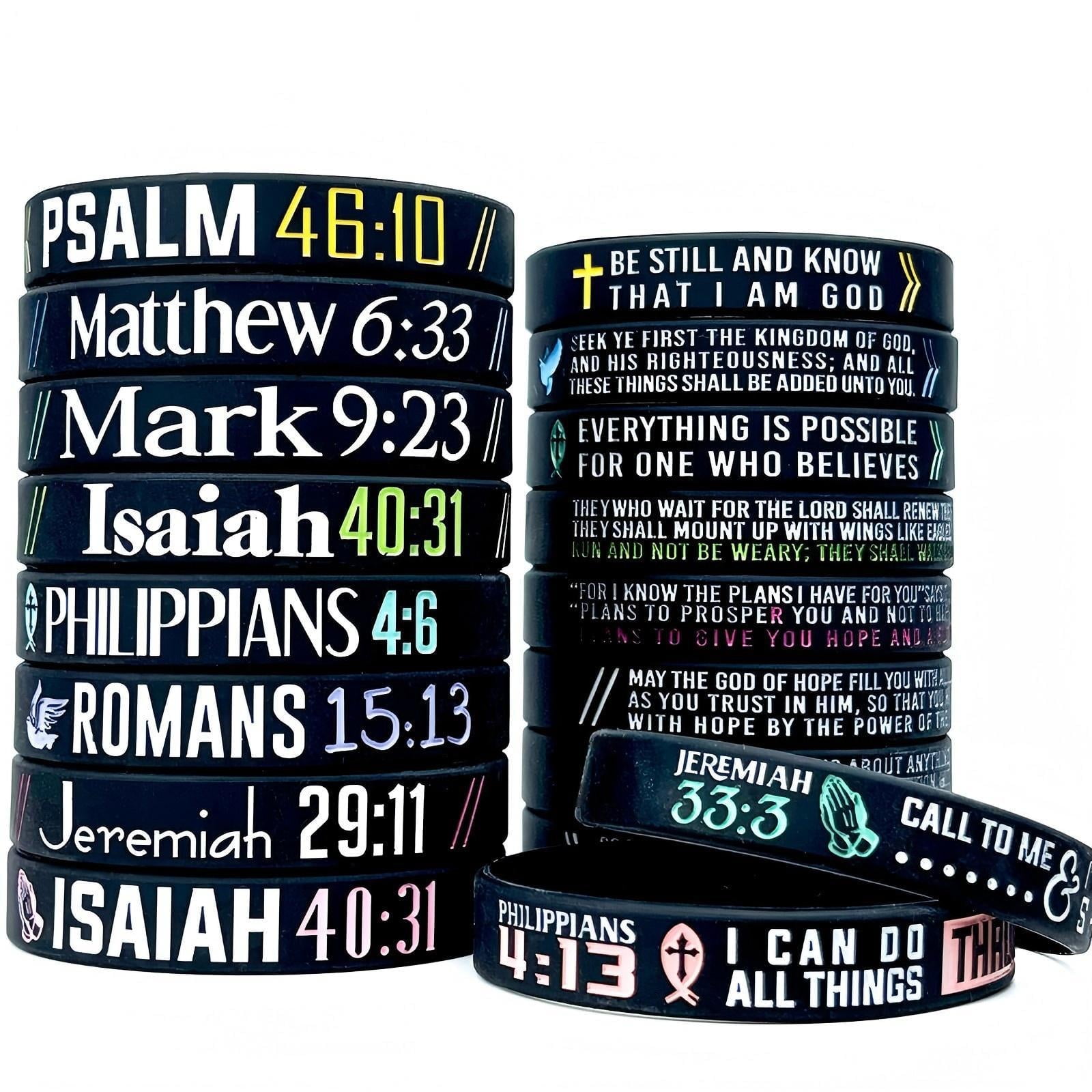 Bible Verse Bracelets, Charm Silicone Bracelet Wristbands Religious ...