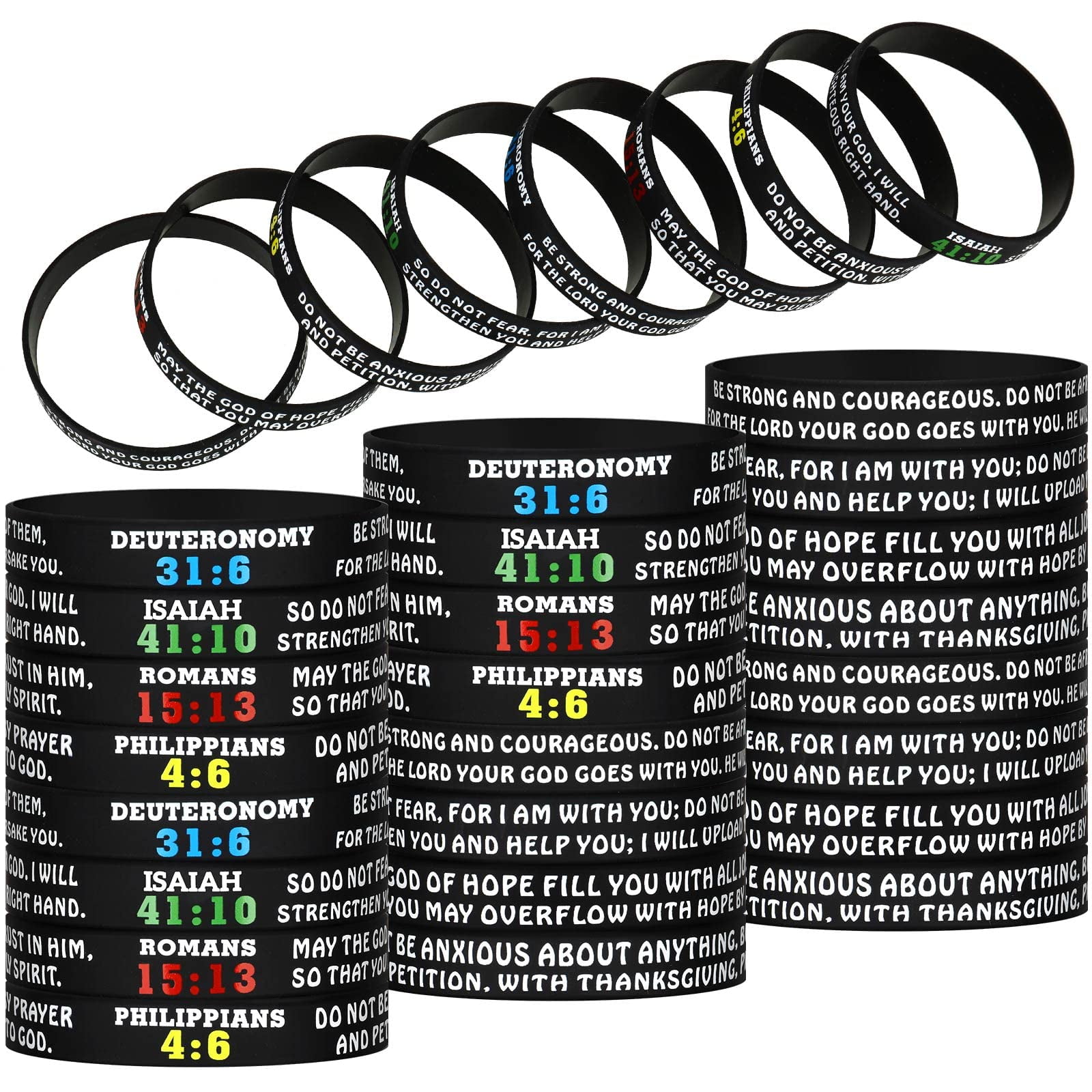Bible Verse Bracelets Christian Scripture Bracelets Bulk Rubber ...
