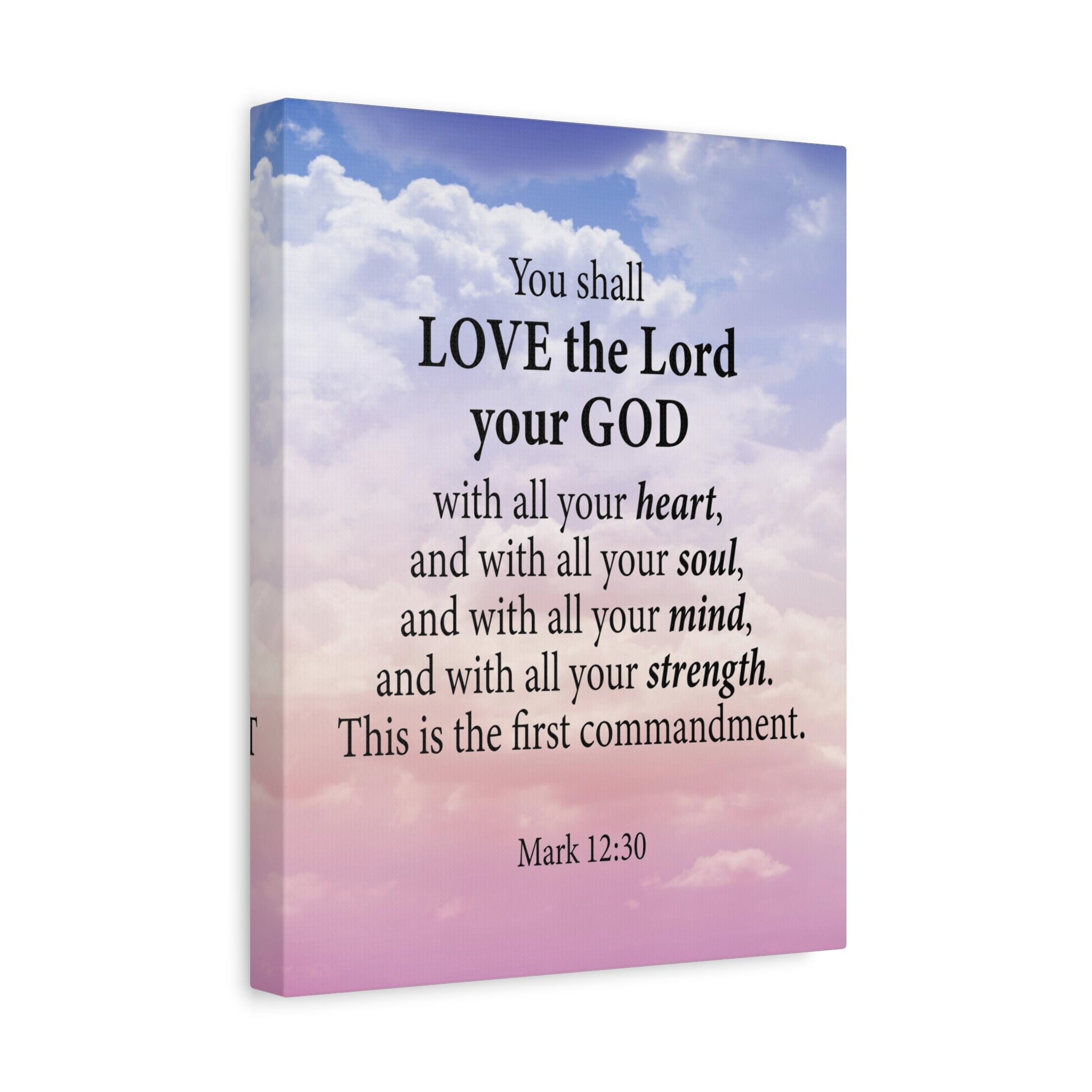 Bible Verse Canvas Love the Lord With All Your Heart Mark 12:30 Wall ...