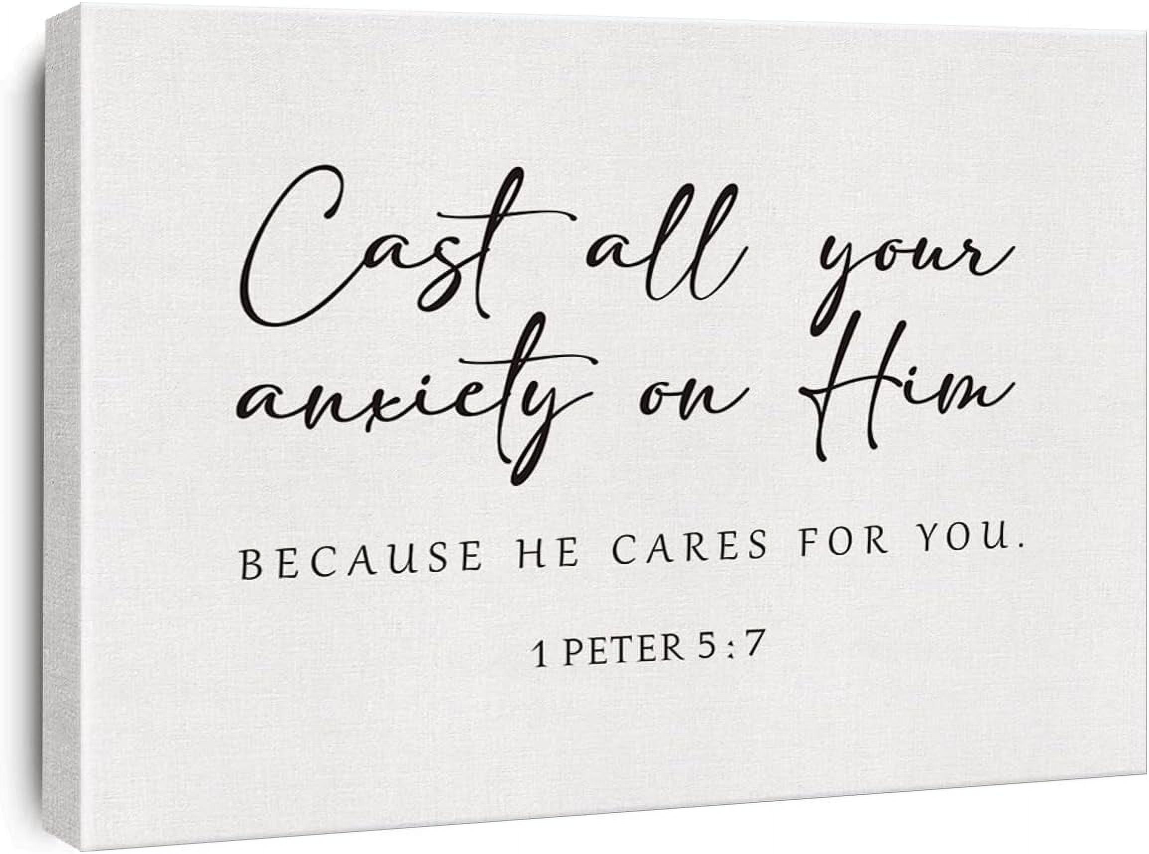 Bible Verse Canvas Print Decor Cast All Your Anxiety on Him 1 Peter 5 : ...