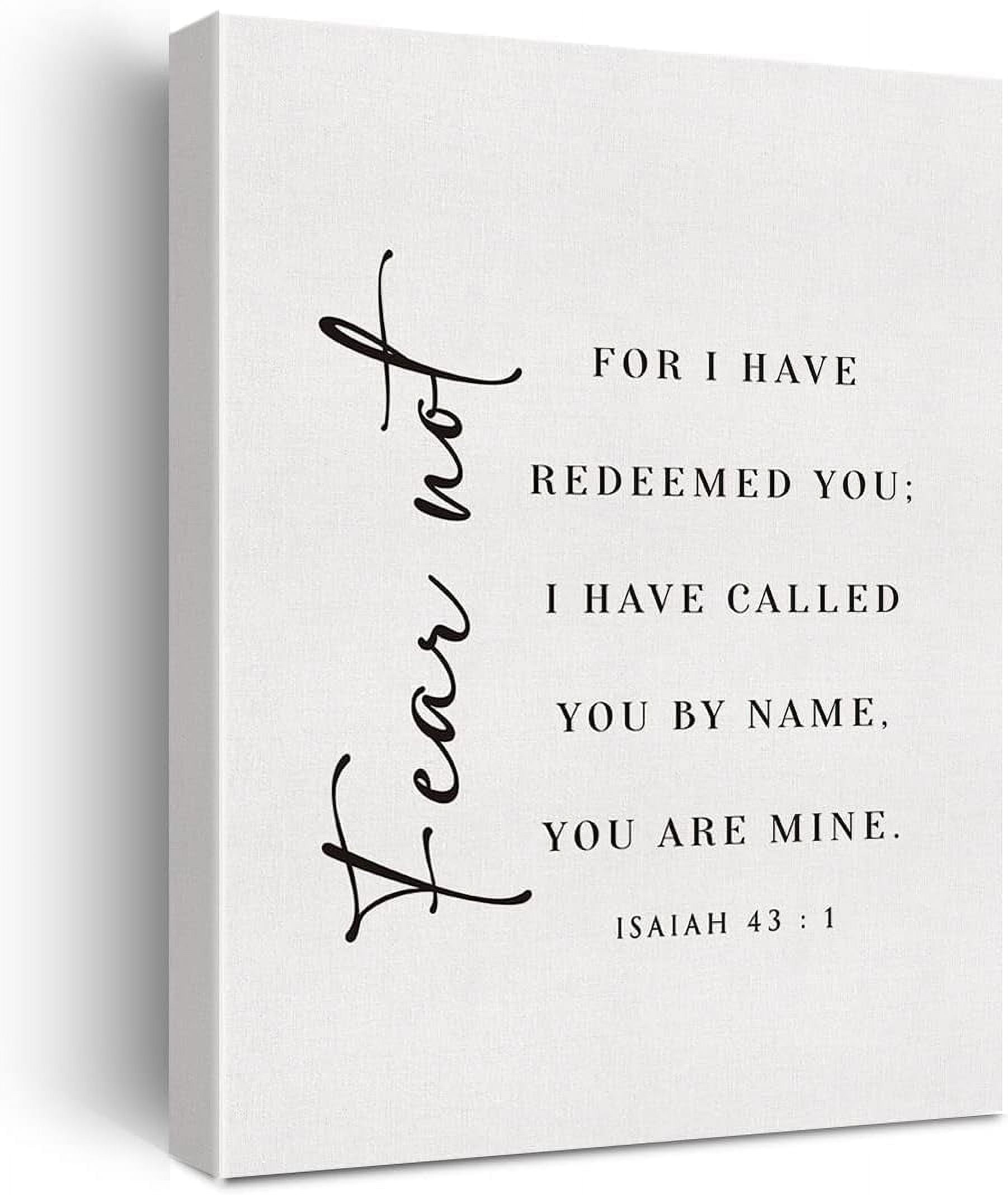 Bible Verse Canvas Print Decor Fear Not for I Have Isaiah 43 : 1 Wall ...