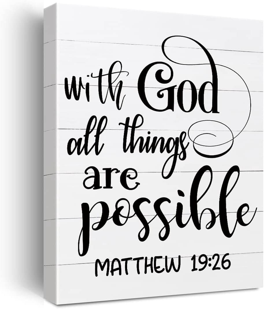 Bible Verse Canvas Print Decor with God all Things are Possible ...