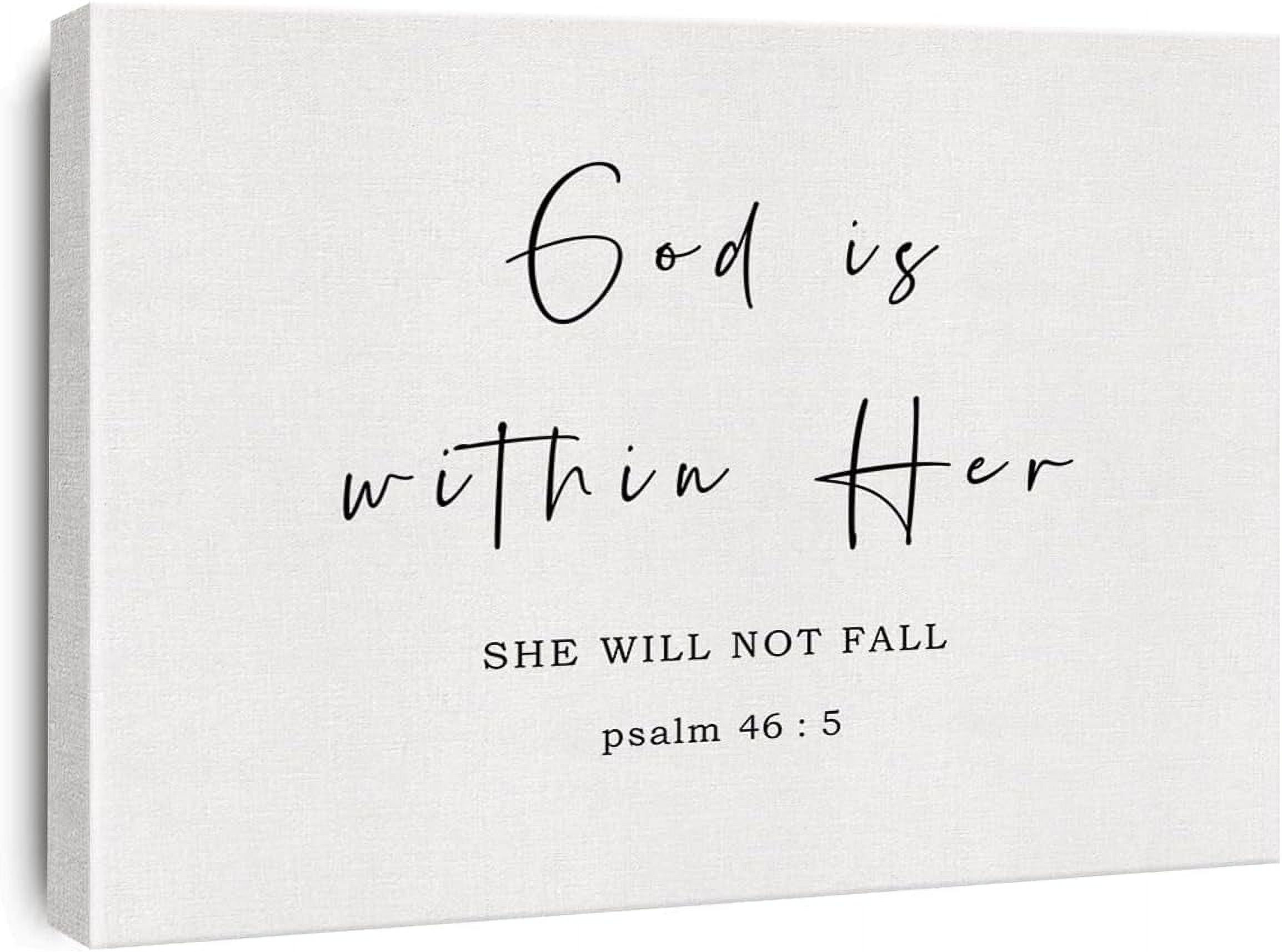 Bible Verse Canvas Print Decor God is Within Her She will Not Fall Wall ...