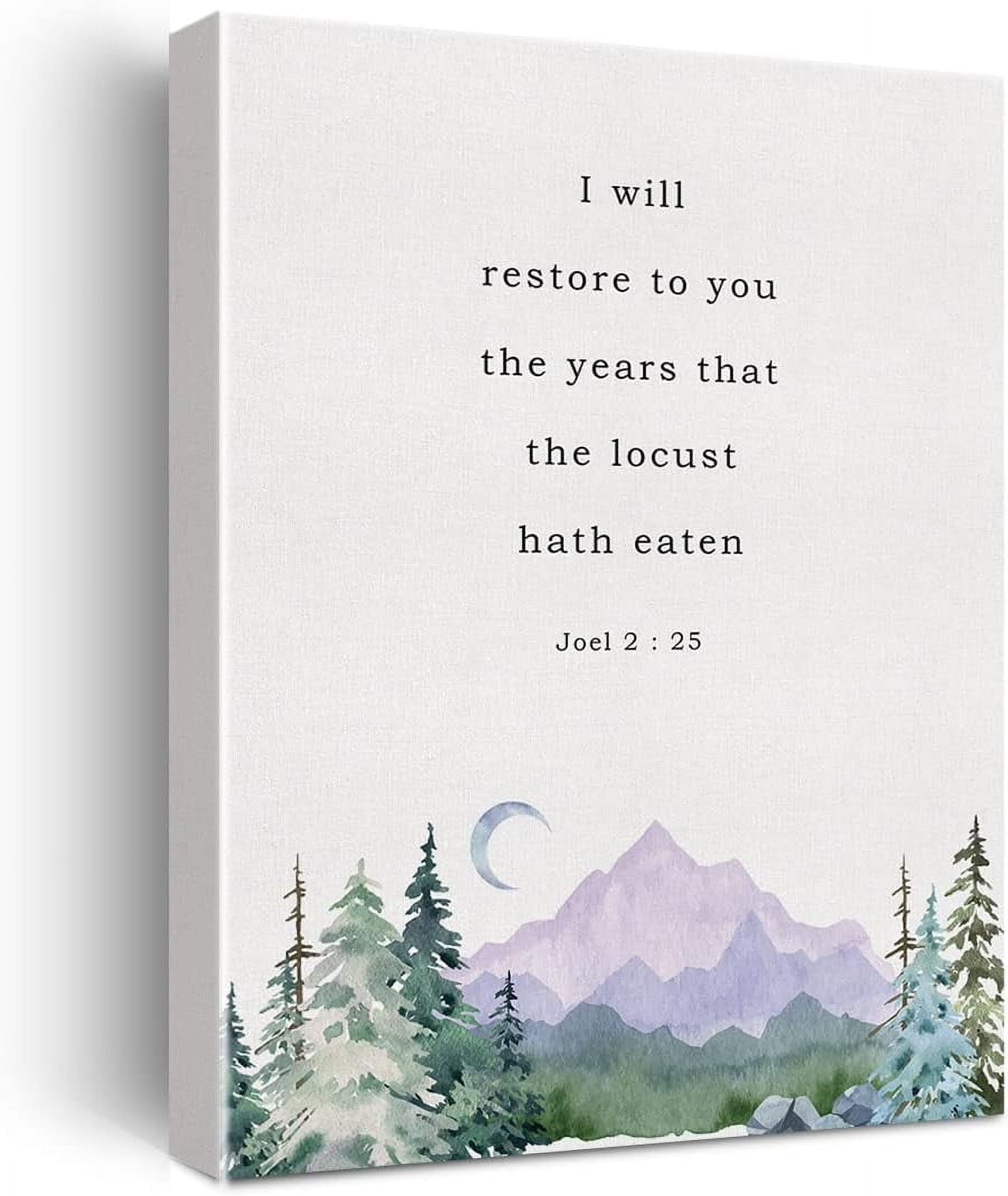 Bible Verse Canvas Print Decor I will Restore to You Joel 2:25 Wall ...