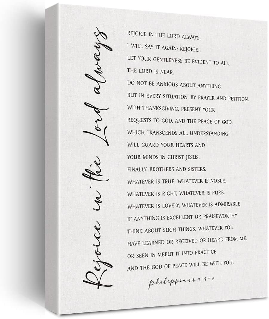 Bible Verse Canvas Print Decor Rejoice in the Lord Always Philippians 4 ...