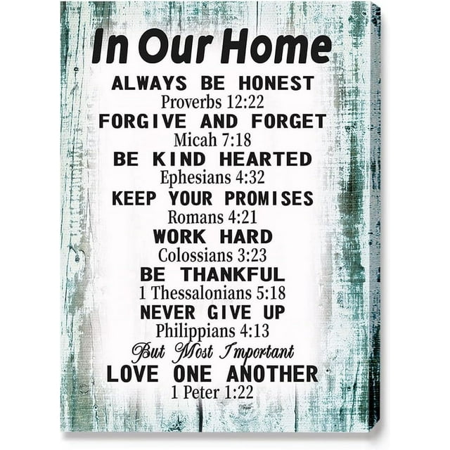 Bible Verse Canvas Wall Art,In Our Home Scripture Christian Canvas Wall ...