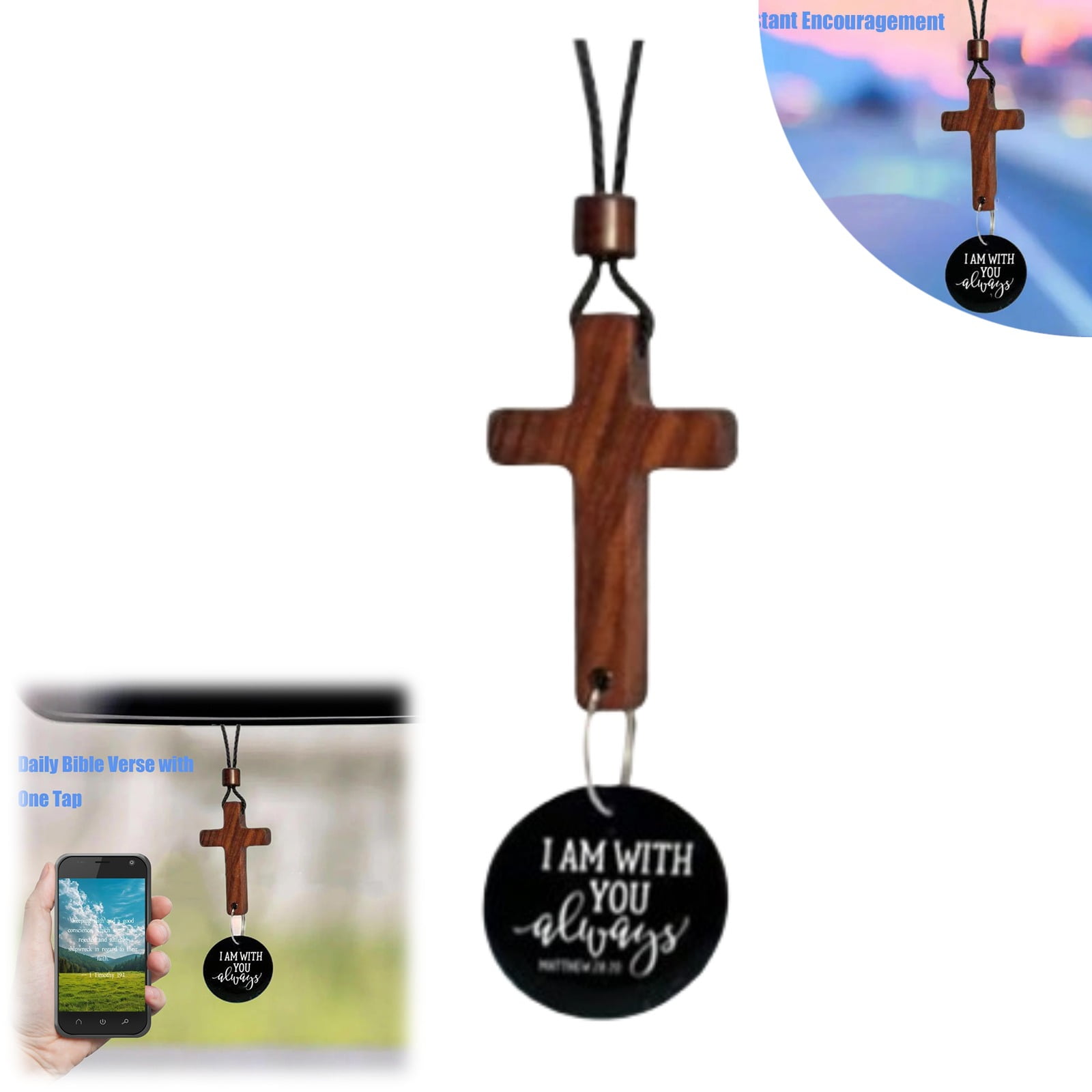 Bible Verse Car Rearview Hanging Cross Ornament，Beautiful Simple ...