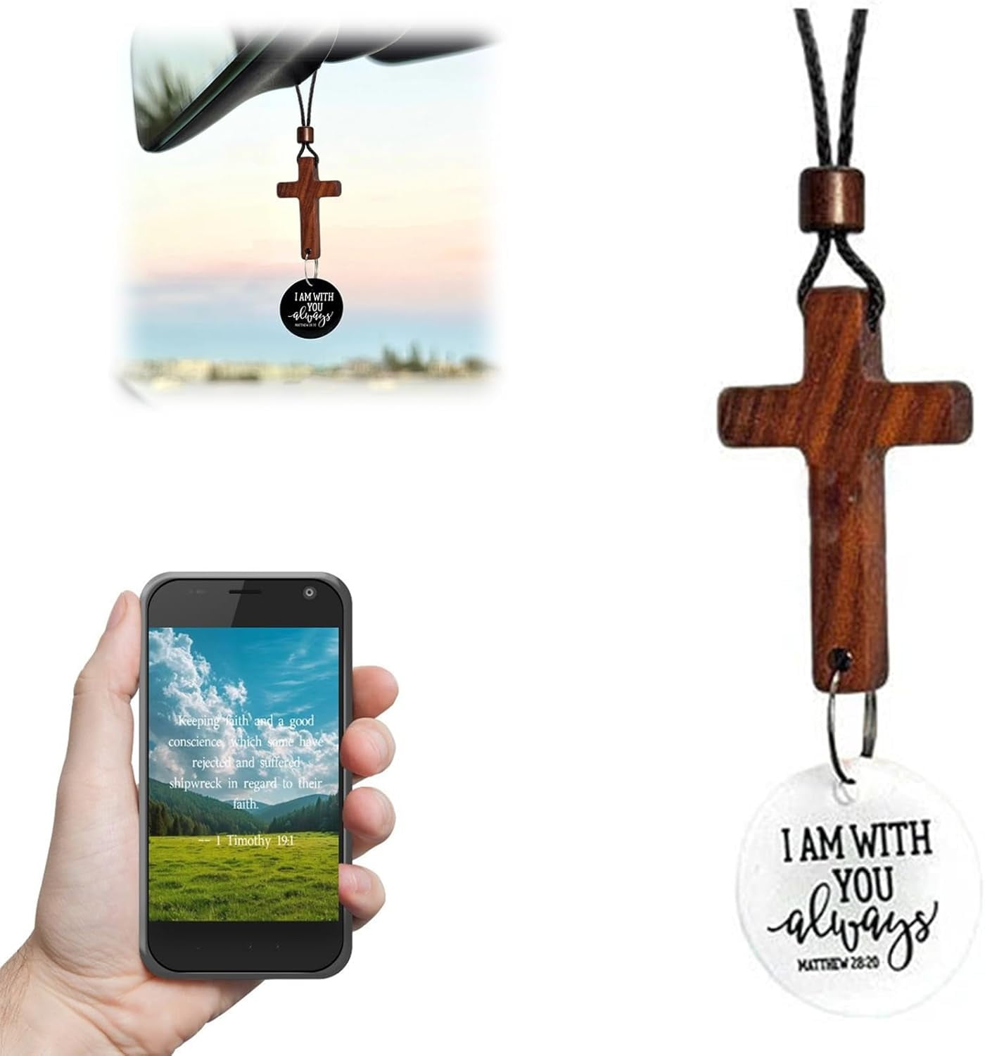 Bible Verse Car Rearview Hanging Cross Ornament，Beautiful Simple ...