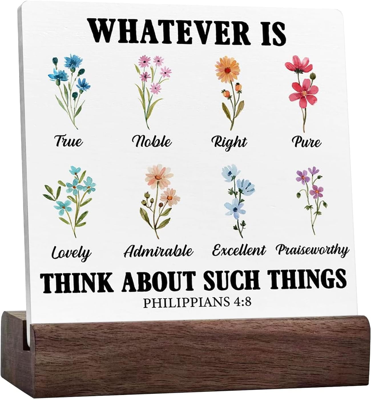 Bible Verse Ceramic Table Sign Christian Home Decor Philippians 4:8 ...