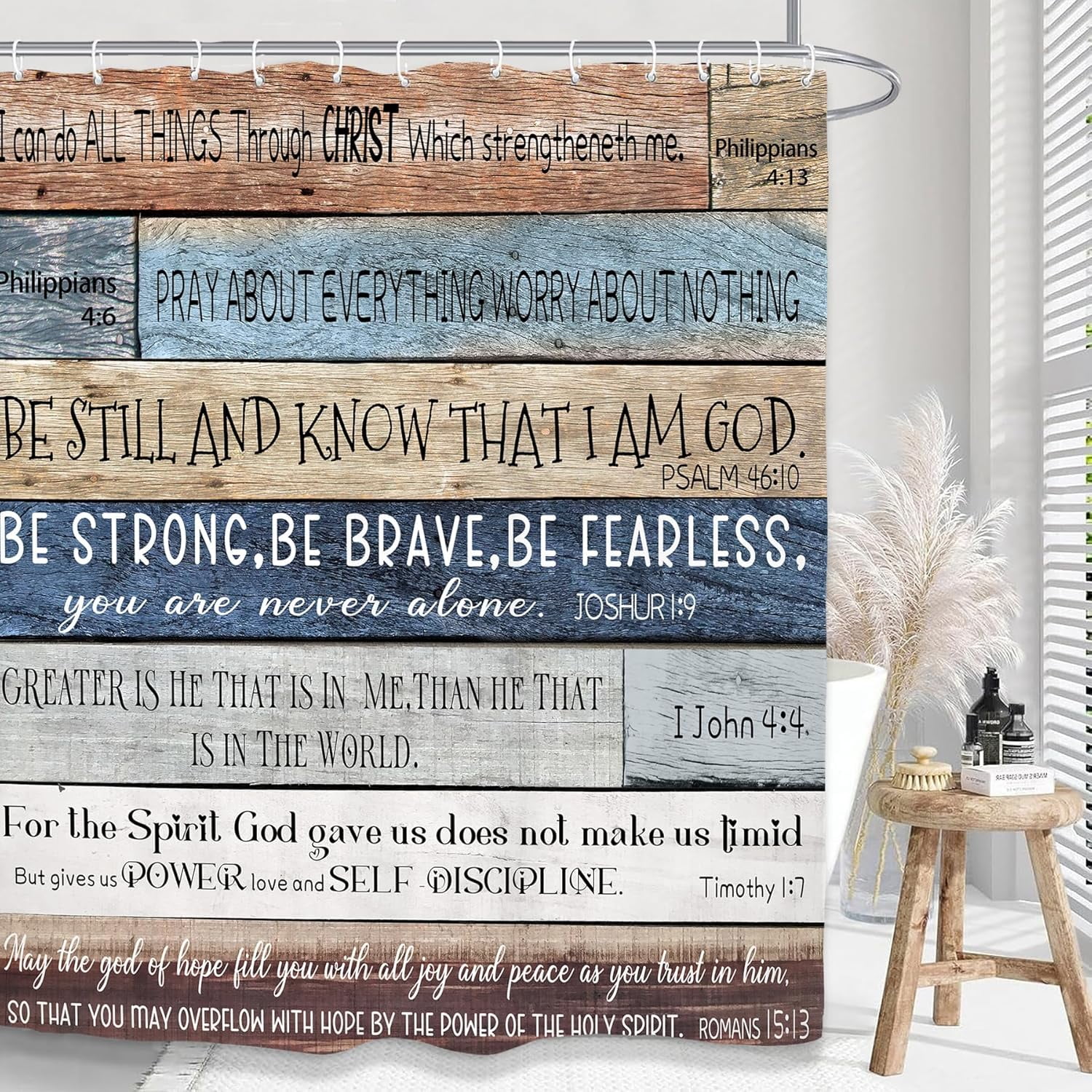 Bible Verse Christian Bathroom Shower Curtain 72W by 72H Inch Farmhouse ...