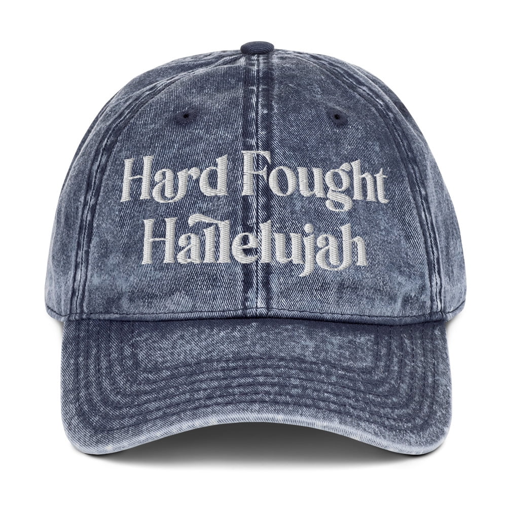 Bible Verse Christian Embroidered Vintage Cap, Hard Fought Hallelujah ...