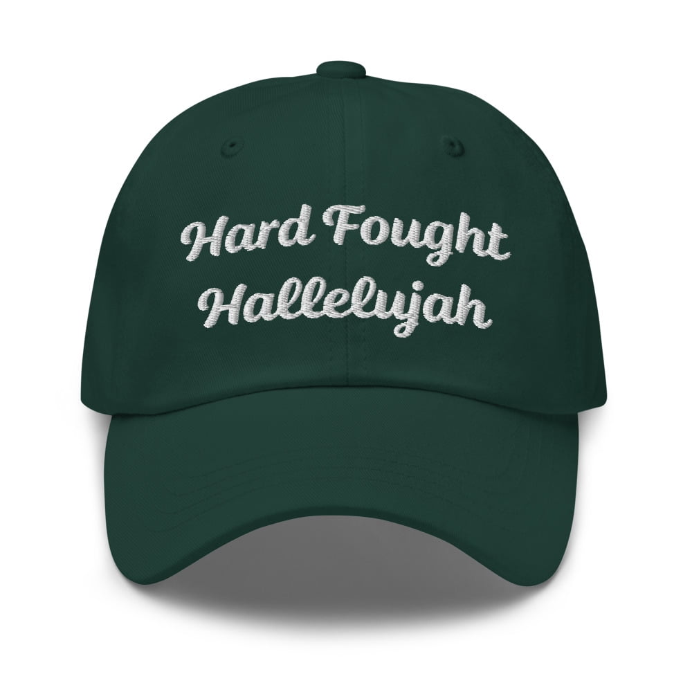 Bible Verse Christian Jesus Embroidered Dad Hat, Hard Fought Hallelujah ...