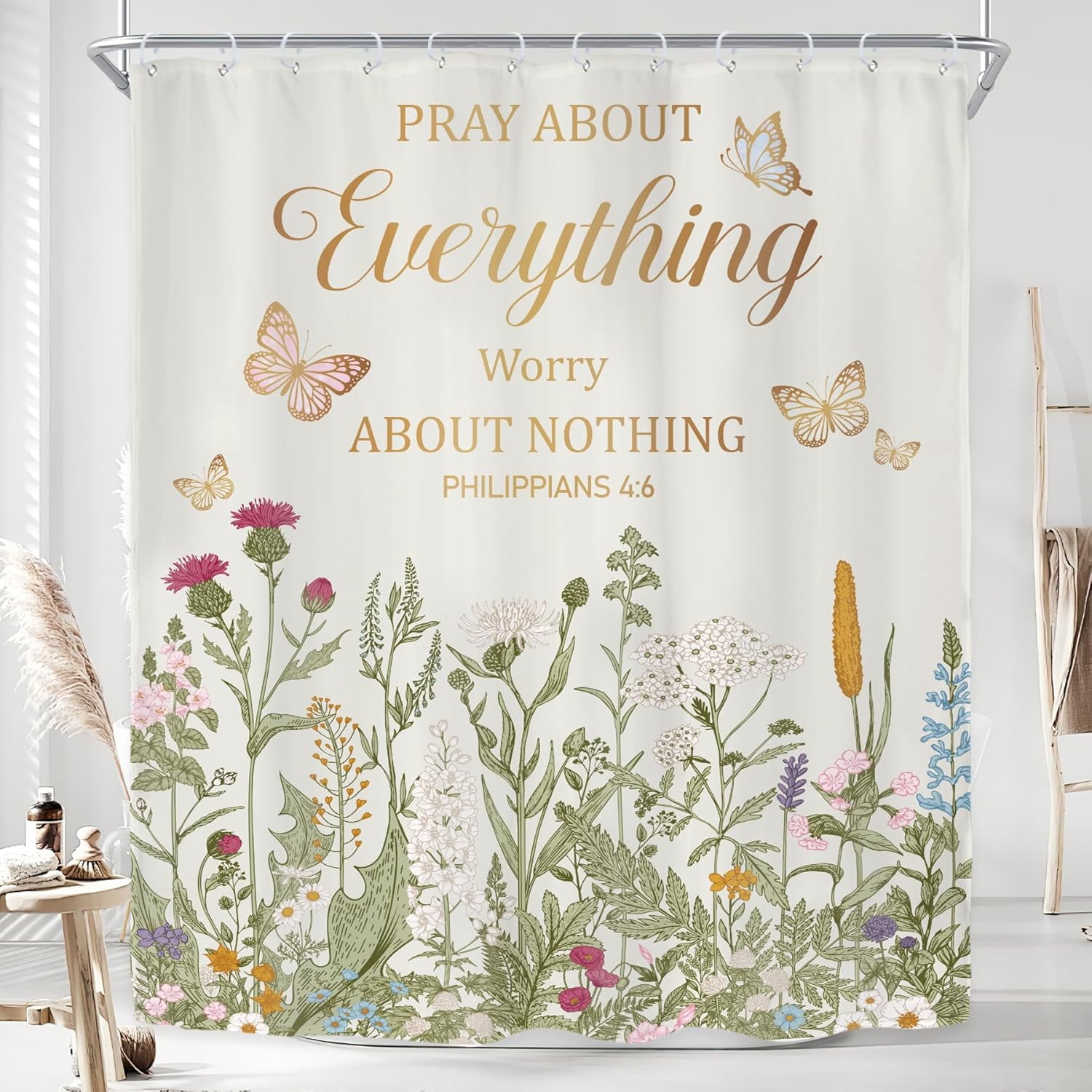 Bible Verse Christian Quotes Shower Curtain for Bathroom Decor 60Wx72H ...