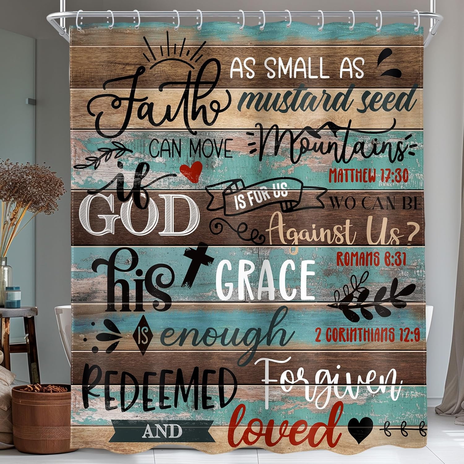 Bible Verse Christian Shower Curtain Scripture Inspirational Quotes ...