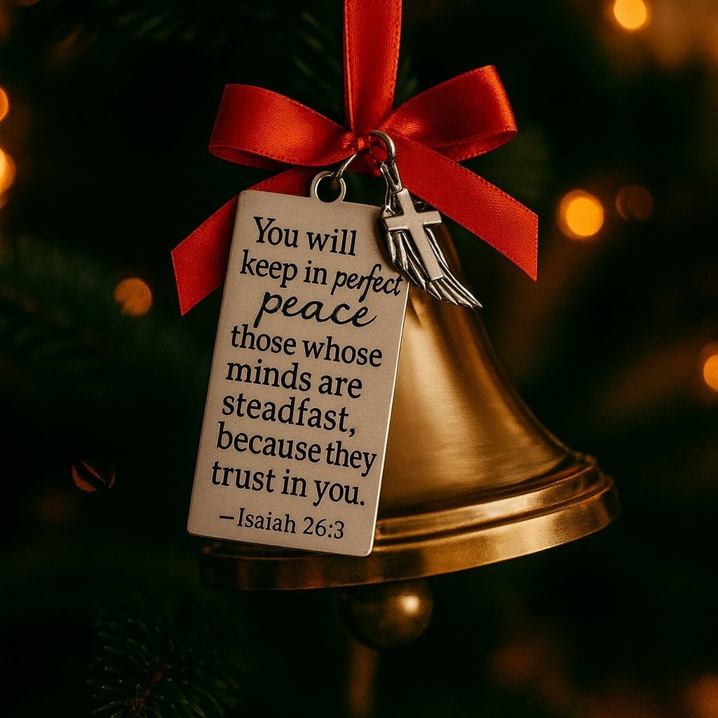 Bible Verse Christmas Ornaments Golden Bells - Engraved Scripture ...