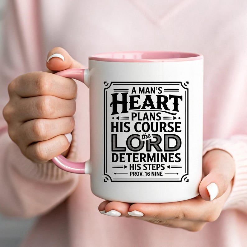 Bible Verse Coffee Mug Proverbs 16 9 CH1Ristian Gift Religious ...