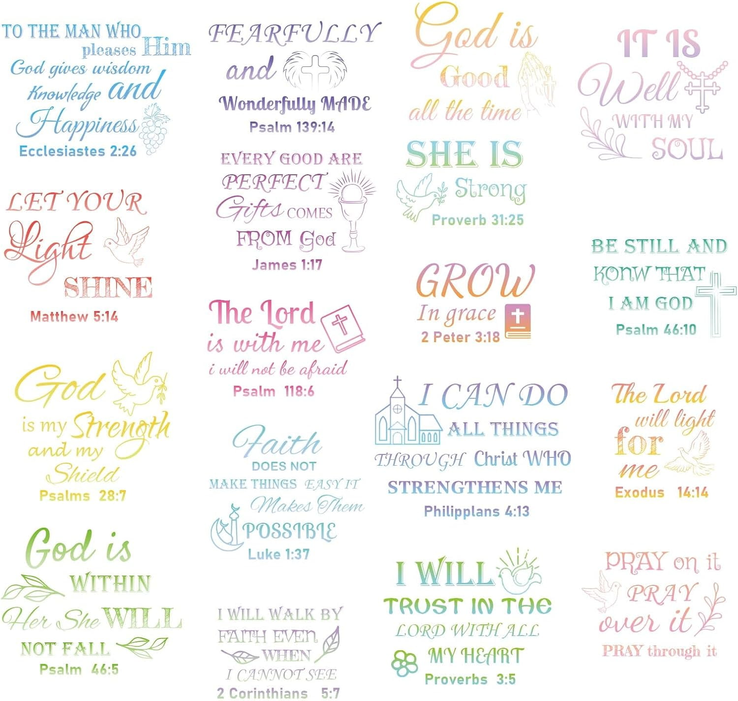 Bible Verse Decals Rub On Bible Verse Quotes Transfers Stickers A4 Size ...