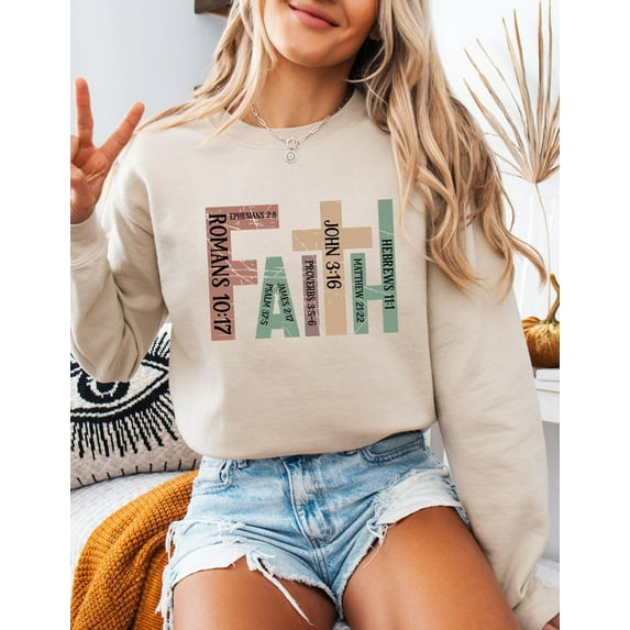 Bible Verse Faith Sweatshirt, Christian Scripture Crewneck, Religious ...