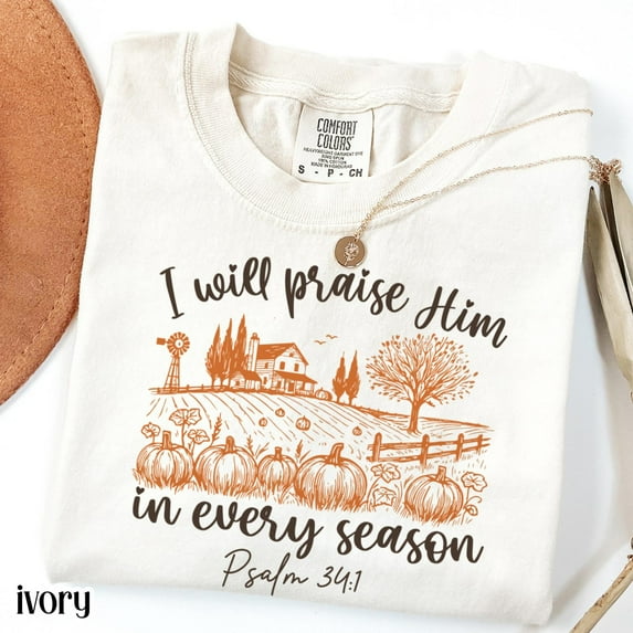 Bible Verse Fall Shirt Pumpkin Comfort Colors Farm Faith Tee Christian ...