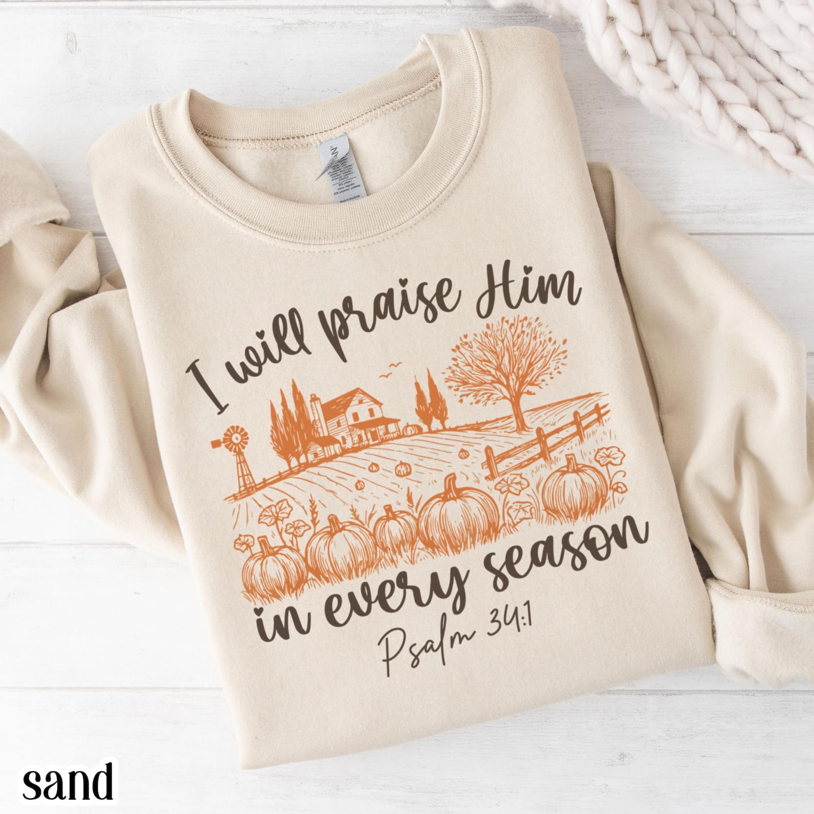 Bible Verse Fall Sweatshirt Pumpkin Farm Faith Christian Sweater Psalm ...