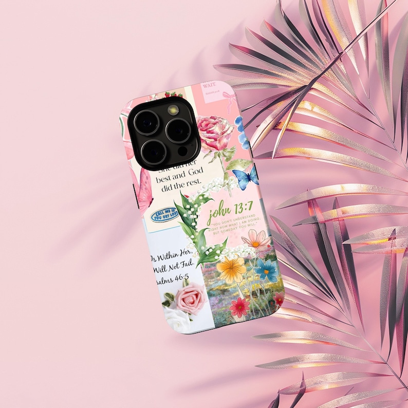 Bible Verse Floral Case iPhone 11 12 13 14 15 16 Pro Max Christian ...