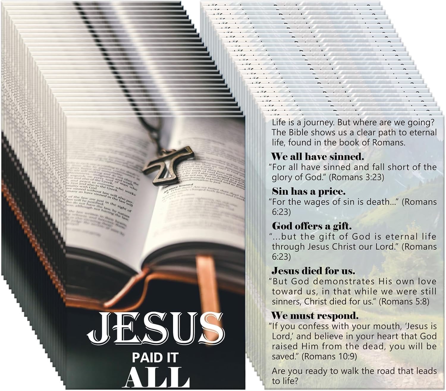 100-Pack Jesus Paid It All Gospel Tract Cards – Christian Evangelism ...