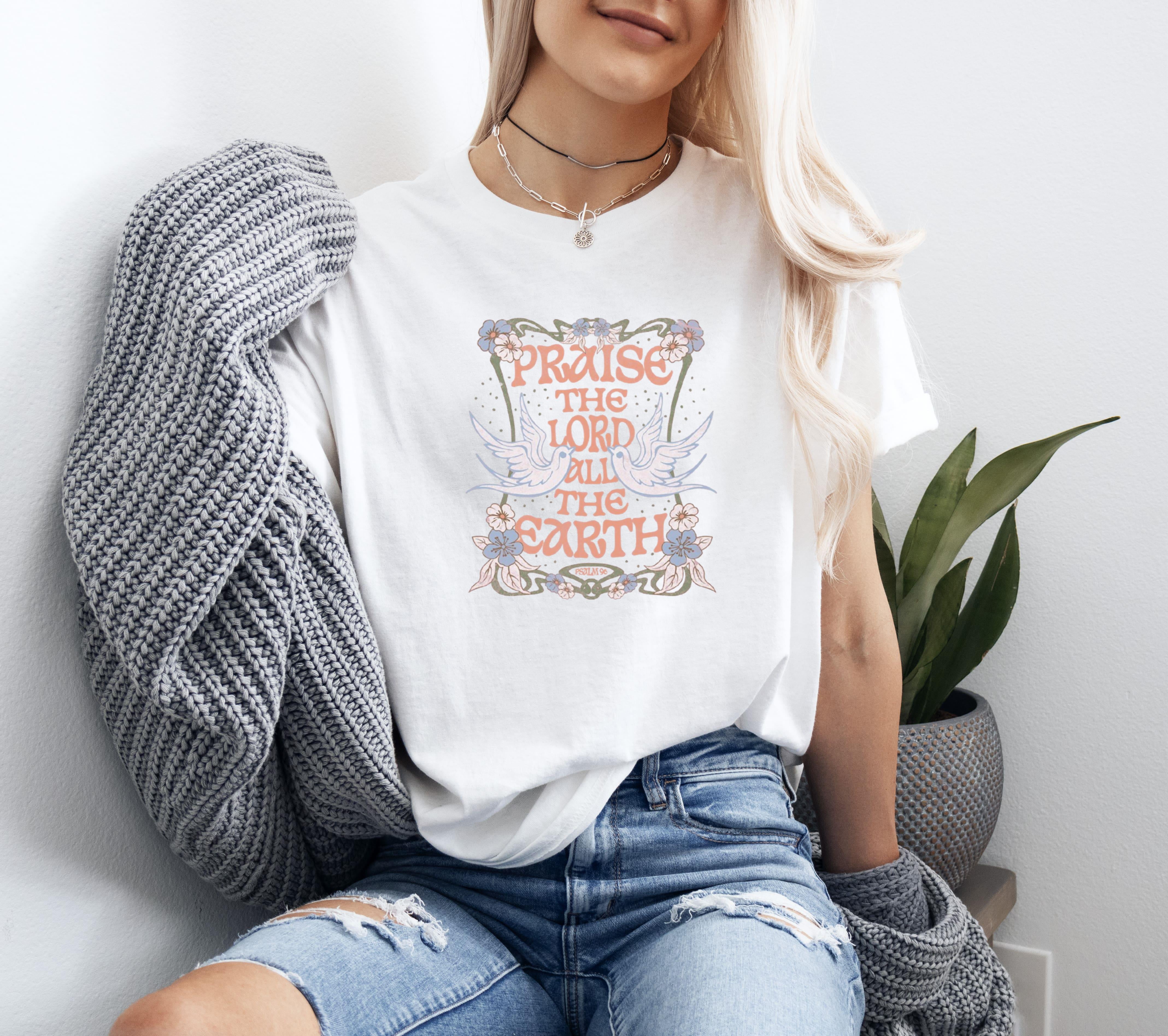 Bible Verse Graphic With Christian Boho Theme And Praise The Lord Quote ...