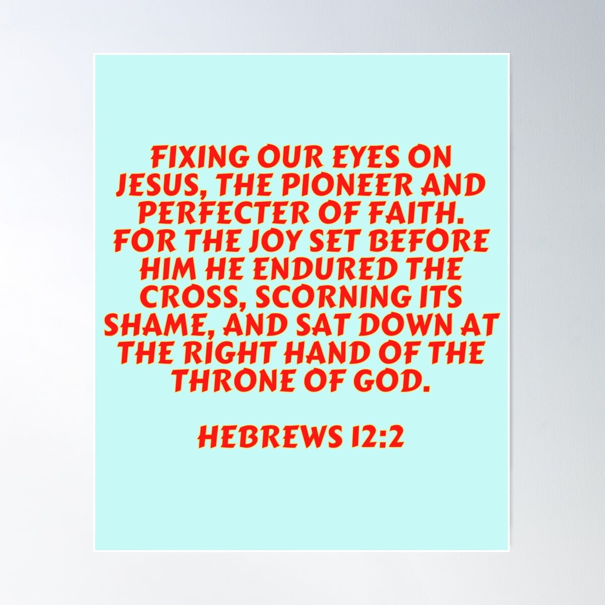 Bible Verse Hebrews 12:2 Poster Wall Art, Modern Wall Decor For Living ...