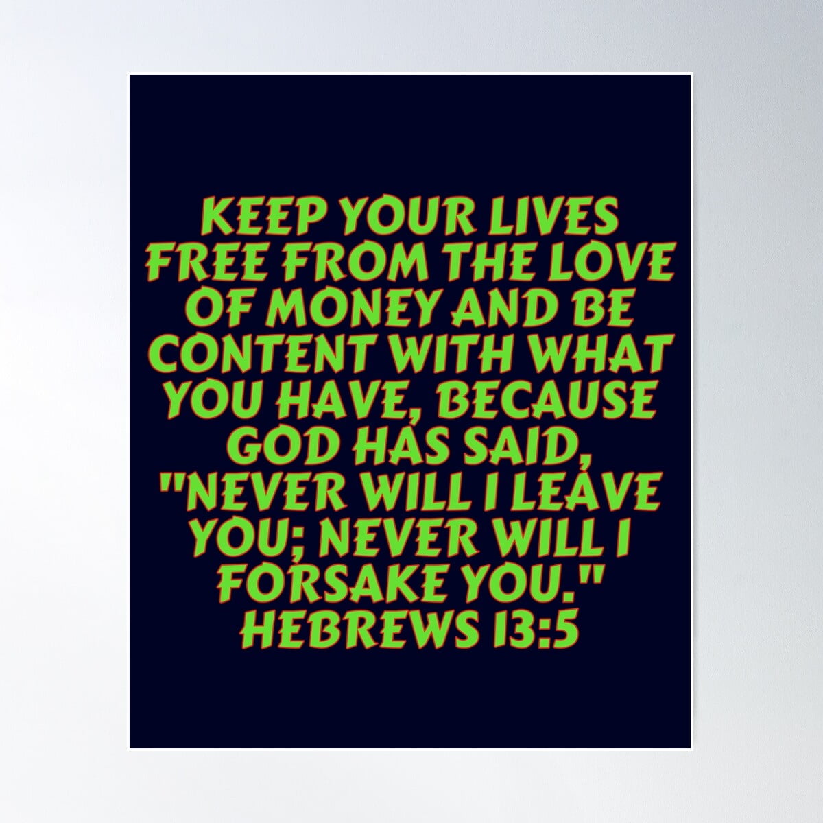 Bible Verse Hebrews 13:5 Poster Wall Art, Modern Wall Decor For Living ...