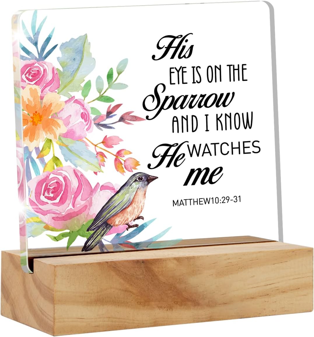 Bible Verse His Eye is on the Sparrow Desk Decor Acrylic Desk Sign ...