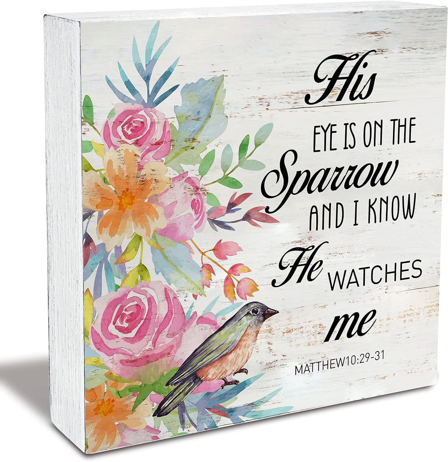 Bible Verse His Eye is on the Sparrow Wood Box Sign Rustic Scripture ...