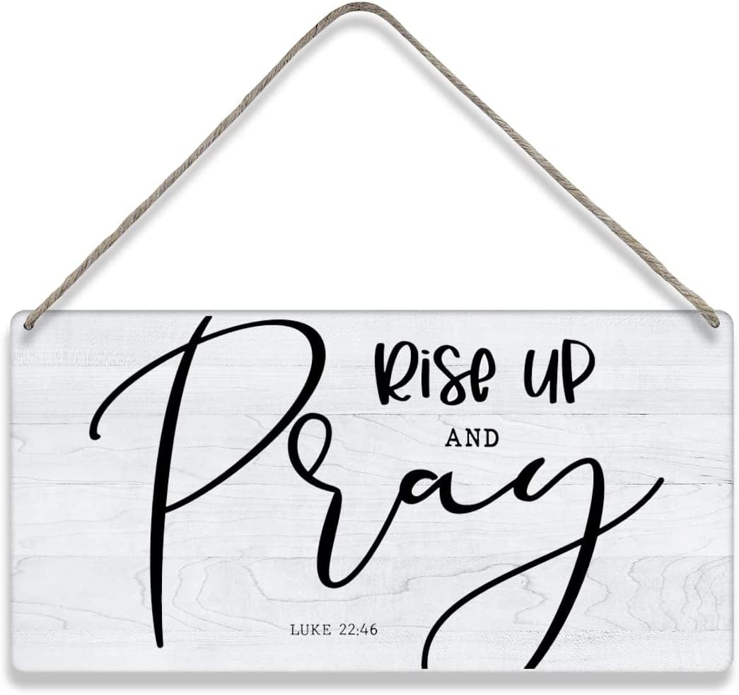 Bible Verse Home Wall Decor Rise up and Pray Luke 2246 Scripture Wooden ...
