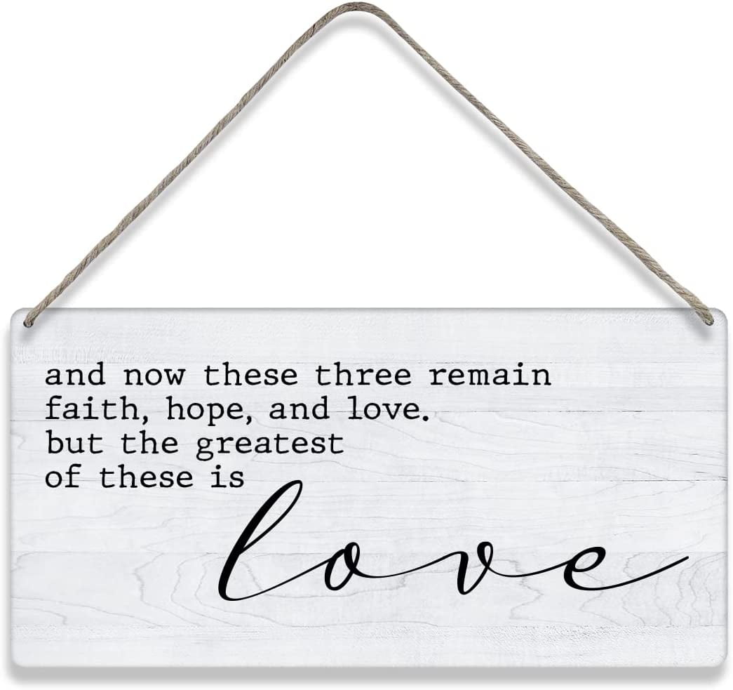 Bible Verse Home Wall Decor and Now These Three Remain Scripture Wooden ...
